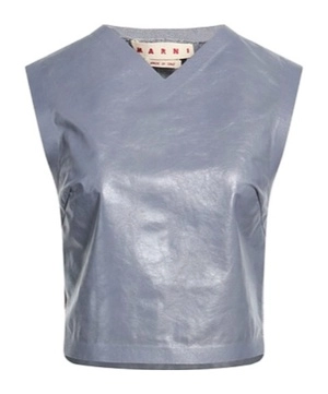Marni Leather Short Top - Gray