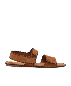 Khaite Suede Sandals With Leather Whipstitch Trim - Brown