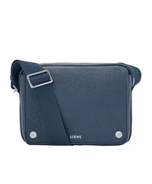 Loewe Medium Pebble Messenger Bag In Supple Grained Calfskin - Indigo