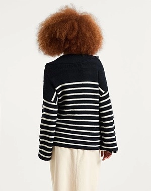 Rag & Bone Striped Long Sleeve V-neck Knit Sweater