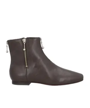 Tory Burch Leather Pearl Embellished Ankle Boots