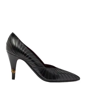 Versace 90 Pintuck Leather Pumps - Black
