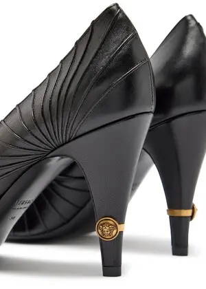 Versace 90 Pintuck Leather Pumps - Black