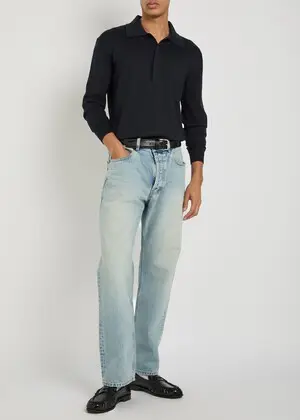 Saint Laurent Silk And Cotton-blend Polo Shirt