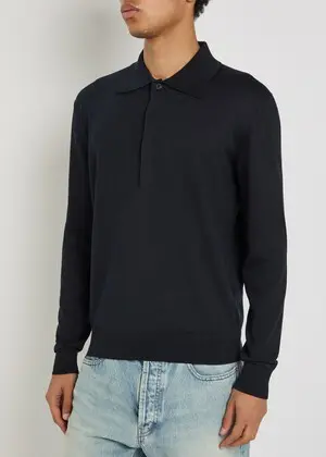 Saint Laurent Silk And Cotton-blend Polo Shirt
