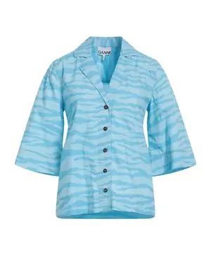 GANNI Two-tone Shirt - Blue