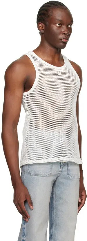 COURREGES Courrèges Logo Embroidered Straight Hem Mesh Top - Nude