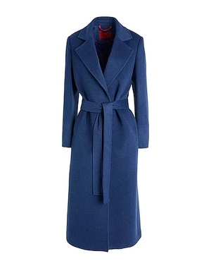 MAXCO. Max&co. Belted Wool-blend Coat - Blue