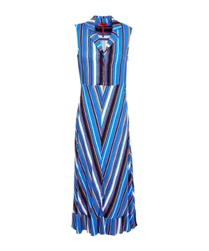 MAXCO. Max&co. Striped Sleeveless Shirt Dress - Blue