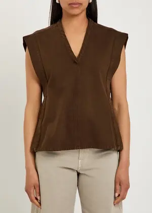 LEMAIRE V-neck Belted Cotton Top