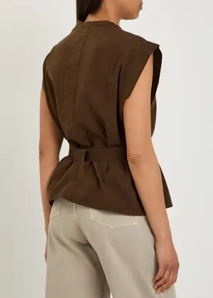 LEMAIRE V-neck Belted Cotton Top