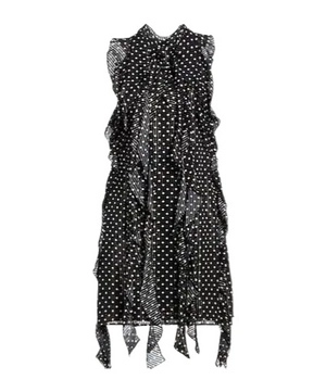 Burberry Polka Dot High Neck Ruffled Metallic Trim Dress