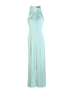 MAXCO. Solid Color Satin Sleeveless Jumpsuit - Blue
