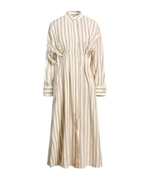Max Mara Striped Long Sleeve Shirt Dress - Nude