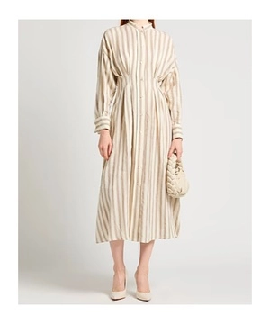 Max Mara Striped Long Sleeve Shirt Dress