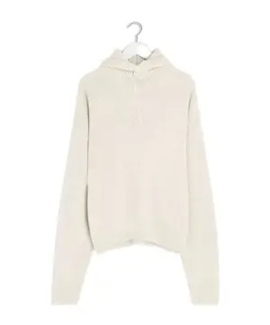 LEMAIRE Long-sleeved Knitted Hoodie - Light Cream
