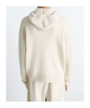 LEMAIRE Long-sleeved Knitted Hoodie - Light Cream