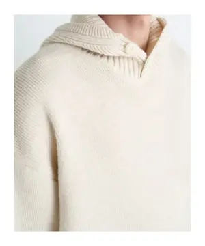 LEMAIRE Long-sleeved Knitted Hoodie - Light Cream