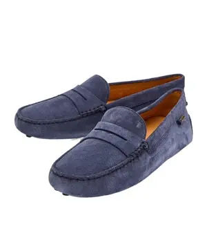 TOD'S Suede Loafers With Rubber Pebbled Sole - Blue