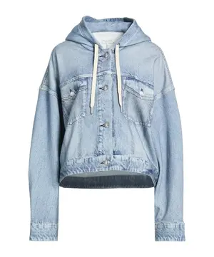 Rag & Bone Denim Hooded Long Sleeve Jacket - Blue
