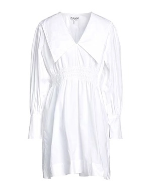 GANNI Solid Color Long-sleeve Dress - White