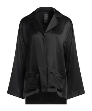 Max Mara Long Sleeve Shirt With Lapels And Embroidered Logo - Black