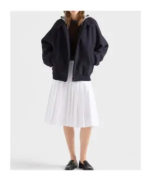 Prada Zip-up Cotton Fleece Jacket With Hood