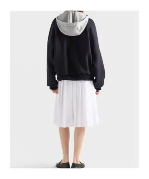 Prada Zip-up Cotton Fleece Jacket With Hood