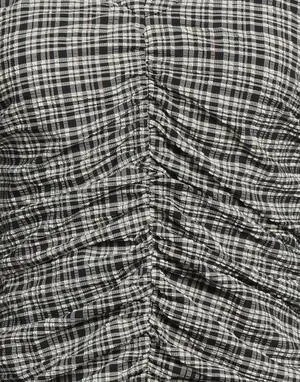 GANNI Plaid Ruched V-neck Top