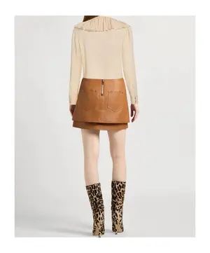 Saint Laurent Pleated V-neck Long Sleeve Shirt