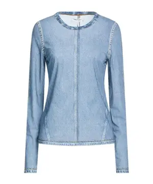 Rag & Bone Solid Color Mesh Long-sleeve Top - Blue