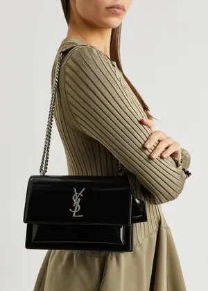 Saint Laurent Glossy Leather Shoulder Bag