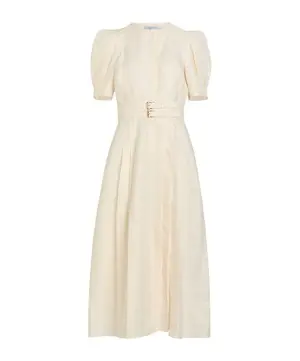 Gabriela Hearst Belted Linen Midi Dress