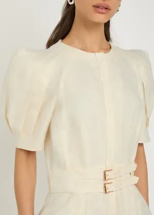 Gabriela Hearst Belted Linen Midi Dress