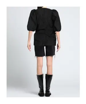 GANNI Jacquard Puff Sleeve V-neck Shirt