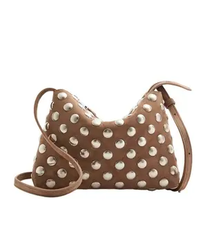 Khaite Lina Medium Studded Suede Cross-body Bag - Brown