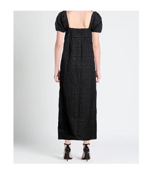 GANNI Short Sleeve Square Neck Lace Dress