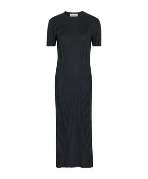 LISA YANG Ribbed Cotton And Cashmere-blend Midi Dress - Black