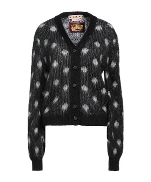 Marni Polka-dot Brushed-felt Knitted Cardigan