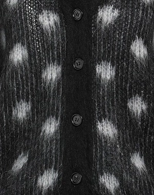 Marni Polka-dot Brushed-felt Knitted Cardigan
