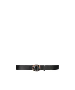 Rag & Bone Leather Belt With Tortoiseshell Buckle - Black