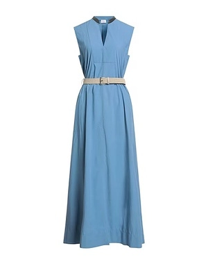 Brunello Cucinelli Long Dress With Mandarin Collar And Crystals