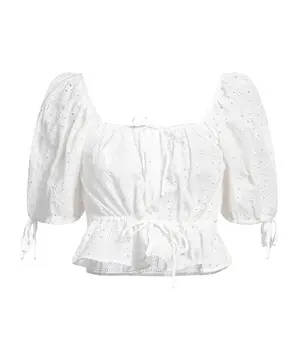 GANNI Embroidered Square Neck Top