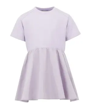 Moncler Logo Patch Crewneck Flared Dress - White