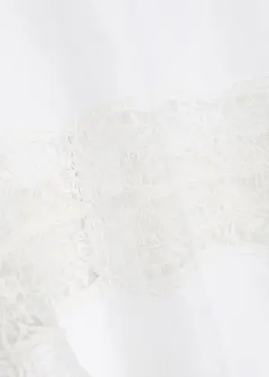 Staud Linen Square Neck Dress With Guipure Lace Trims