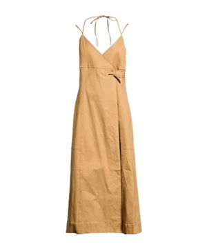 GANNI Strapless Wrap Dress - Nude