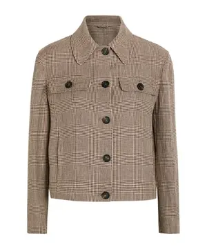 Brunello Cucinelli Houndstooth Linen Jacket - Nude
