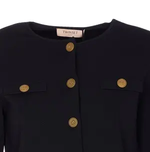 TWINSET Crocheted Buttoned Crewneck Jacket