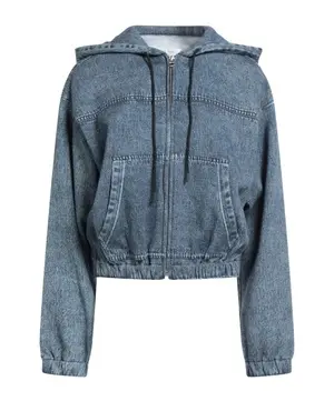 Rag & Bone Denim Hooded Baseball Jacket - Blue