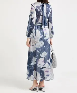 MAXCO. Max&co. Floral Metallic Jersey Bell Sleeve Dress